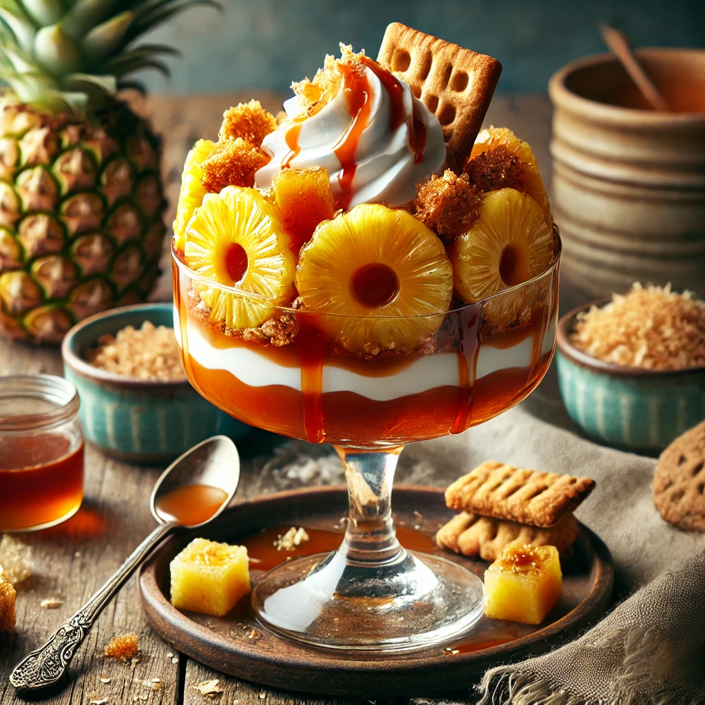 RECETTE DE LA COUPE ANANAS RÔTI CARAMEL AU BEURRE SALÉ ET CRUMBLE COCO ...